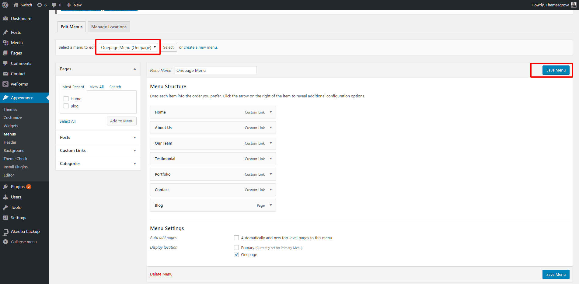 Menu Settings - ThemesGrove
