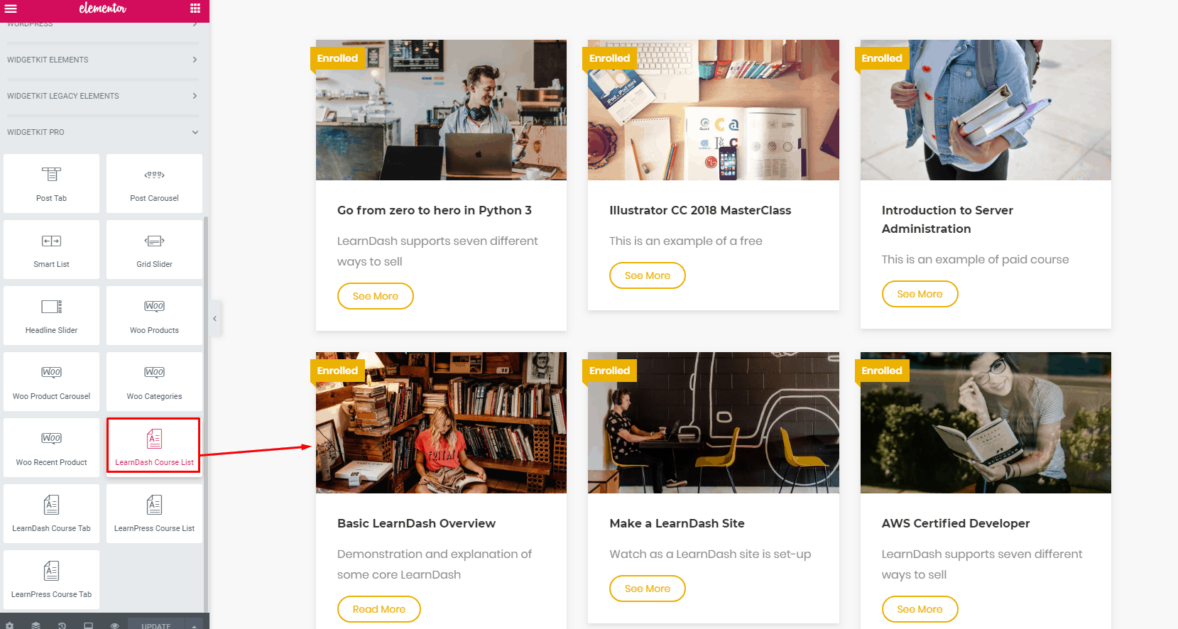 LearnDash Course List - ThemesGrove